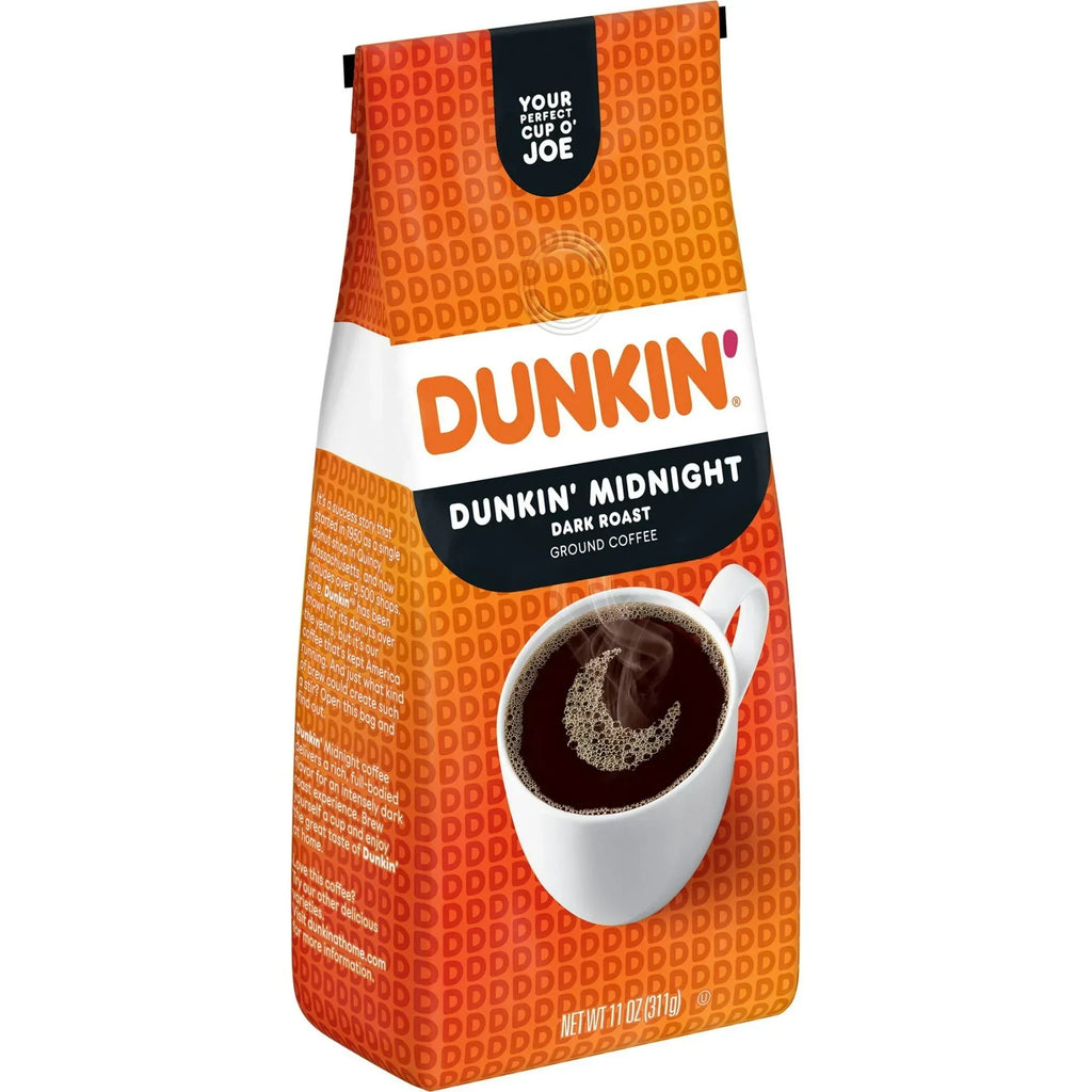 Dunkin’ Midnight Dark Roast Ground Coffee, 11 oz Bag– Brands For Less USA