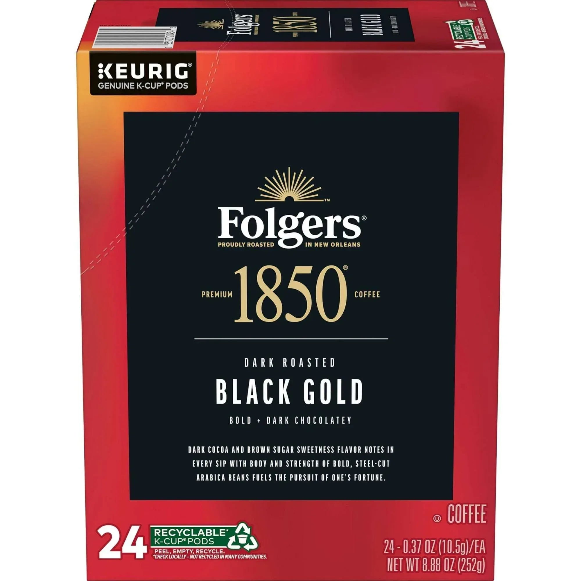 1850 Black Gold, Dark Roast Coffee, Keurig K Cup Pods, 24 Count Box ...