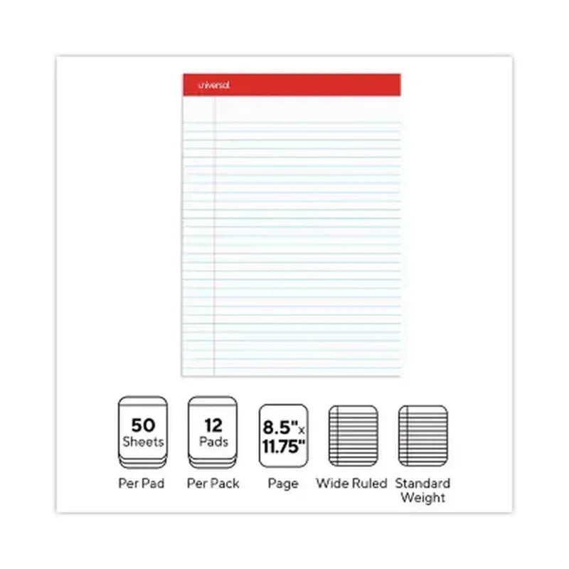 Universal Perforated Edge Writing Pad, Legal Ruled, Letter, White, 50 ...