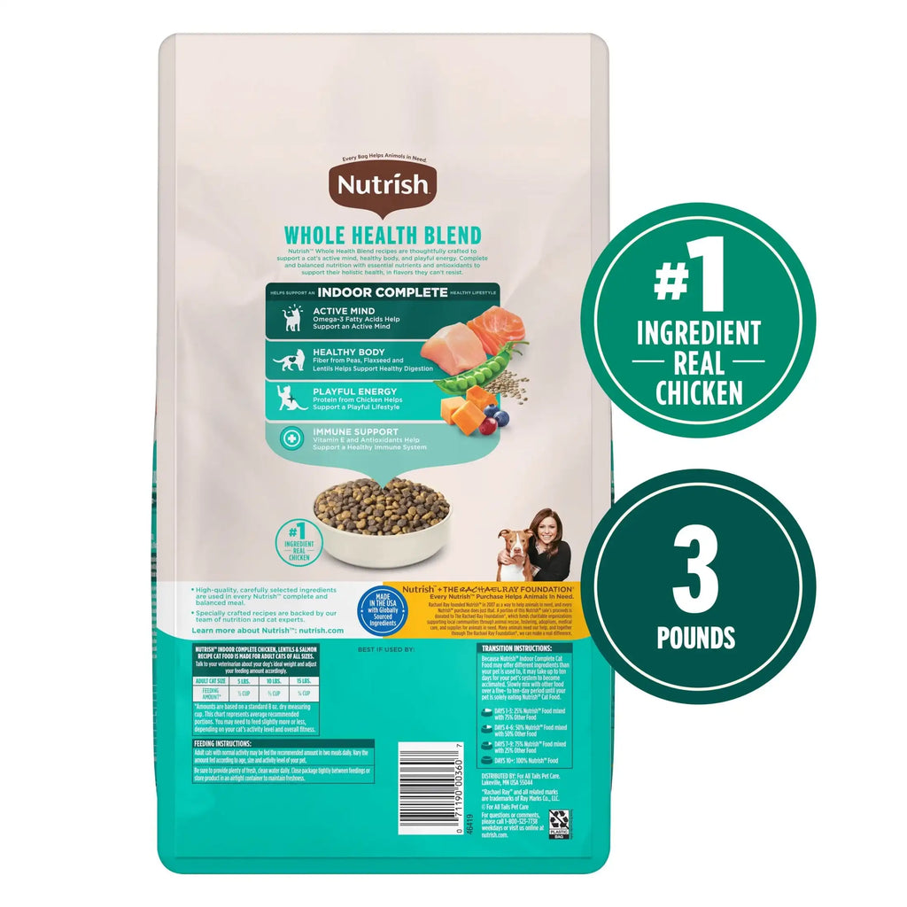 Nutrish Indoor Complete Chicken, Lentils & Salmon Recipe Dry Cat Food ...