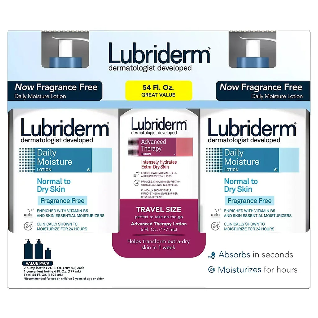 Lubriderm Daily Moisture Unscented & Advanced Therapy Lotion, 3 pk ...