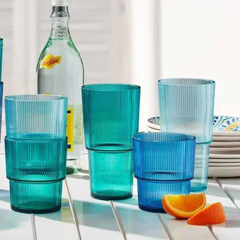 Member'S Mark Shatterproof 12-Piece Drinkware Set Ribbed (Assorted Col ...