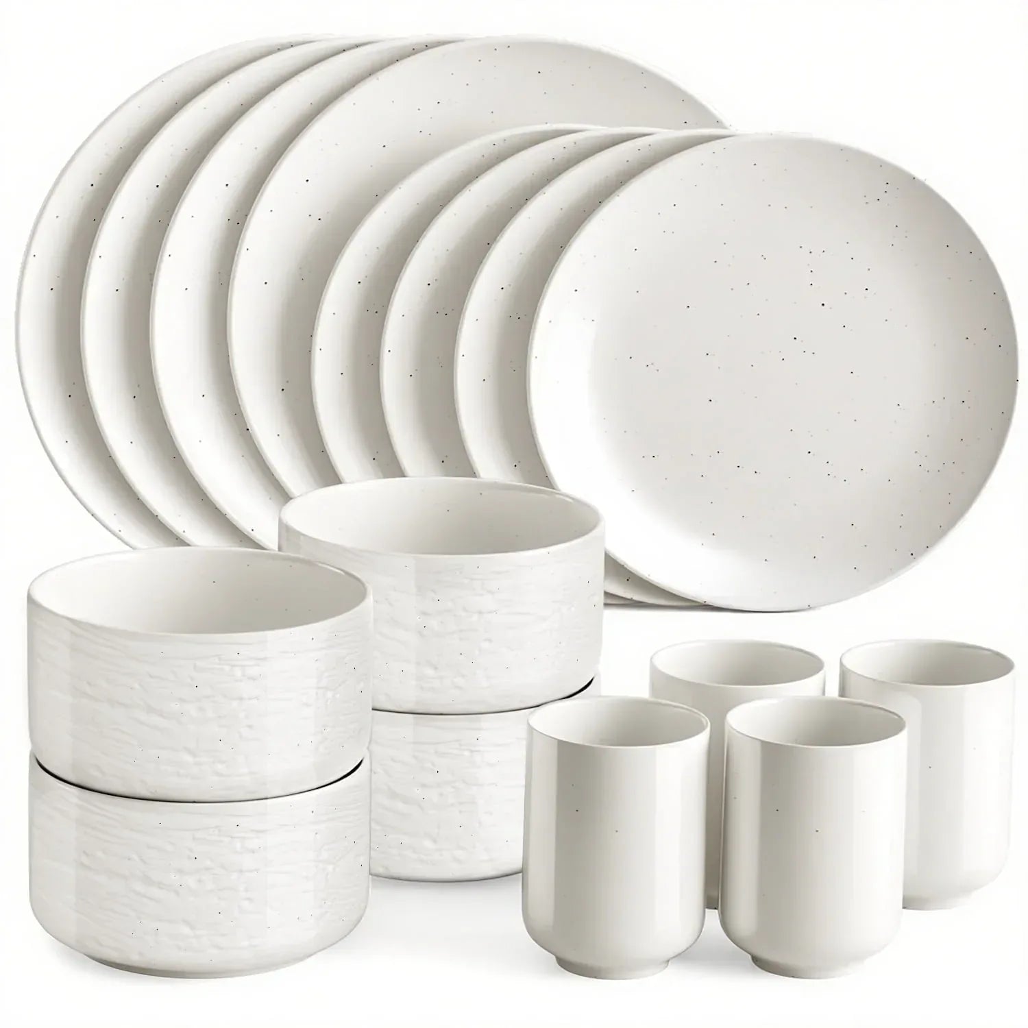 TINANA Porcelain Dinnerware Set, 16 PCS Stoneware, White Round Dish Se ...