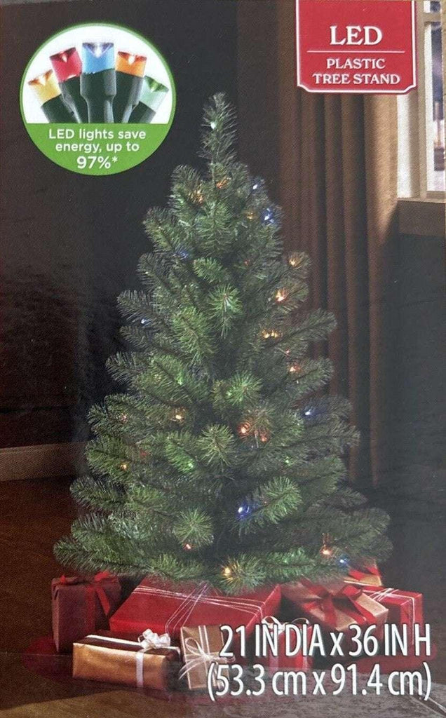 3' Pre-Lit Winston Pine Artificial Christmas Tree with Multicolor LED ...