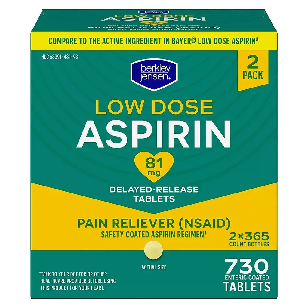 Berkley Jensen Aspirin 81mg Low-Dose Tablets, 730 ct.– Brands For Less USA