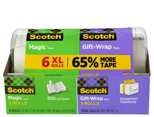 3M Scotch Magic Tape/Gift Wrap Tape, 6600" Total, 6-pack– Brands For ...