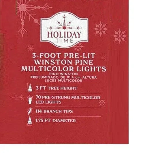 3' Pre-Lit Winston Pine Artificial Christmas Tree with Multicolor LED ...