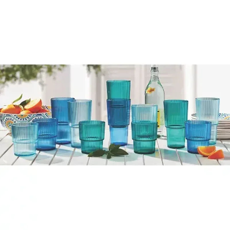 Member'S Mark Shatterproof 12-Piece Drinkware Set Ribbed (Assorted Col ...