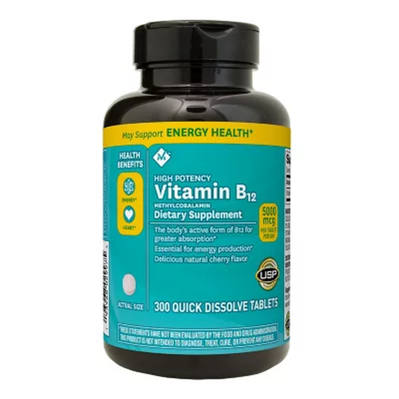 Member'S Mark Sublingual Vitamin B12 5000Mcg Methylcobalamin, 300 Ct ...