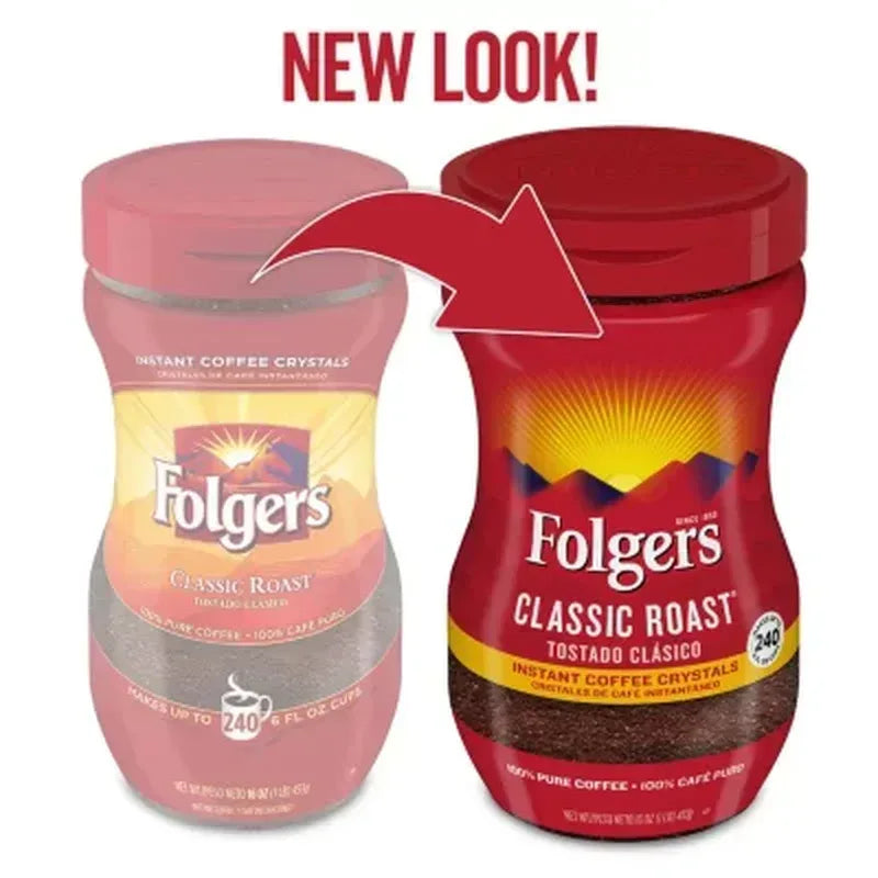 Folgers Classic Roast Instant Coffee Crystals (16 Oz.)– Brands For Less USA