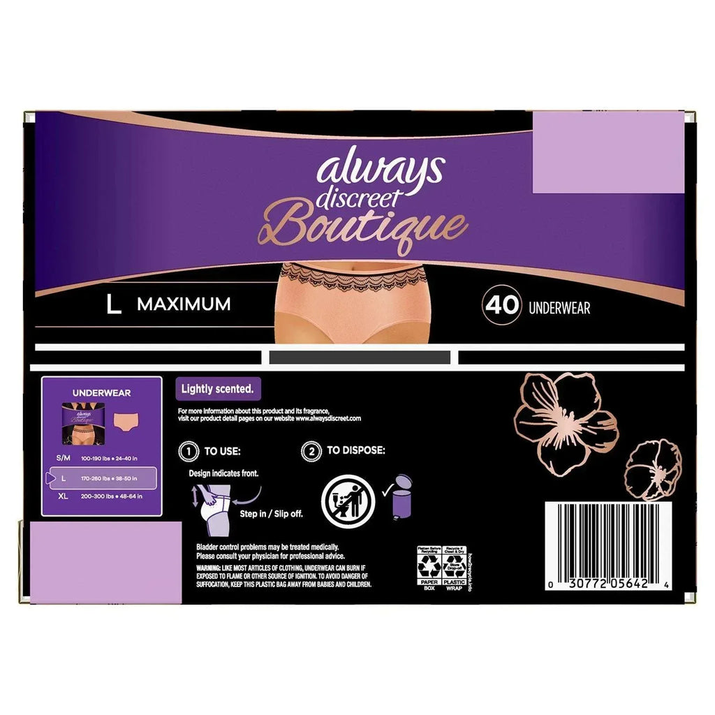 Always Discreet Boutique Incontinence Underwear, Maximum, Choose Size ...