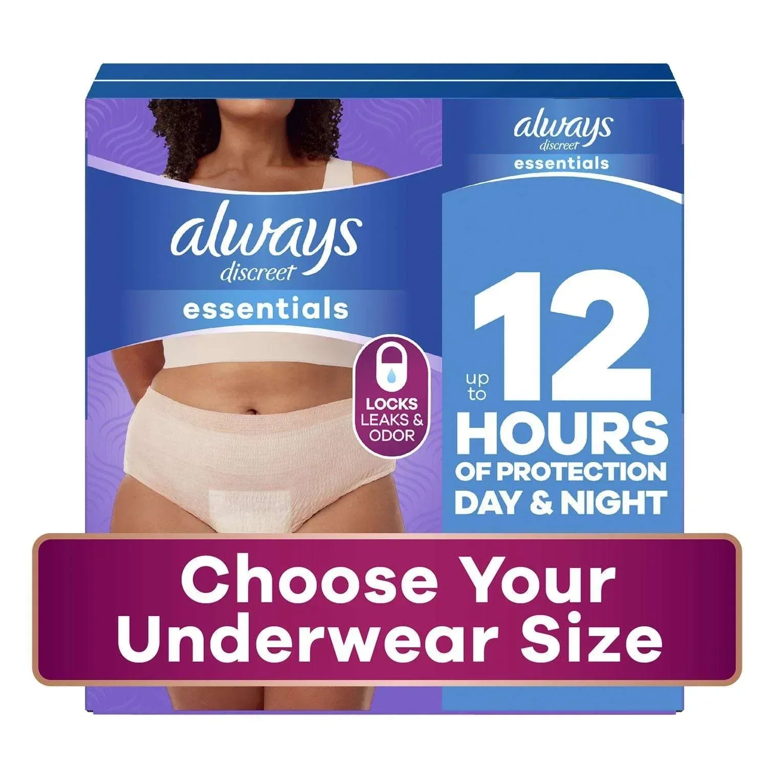 Always Discreet Essentials Underwear for Women, Maximum, Choose Size ...