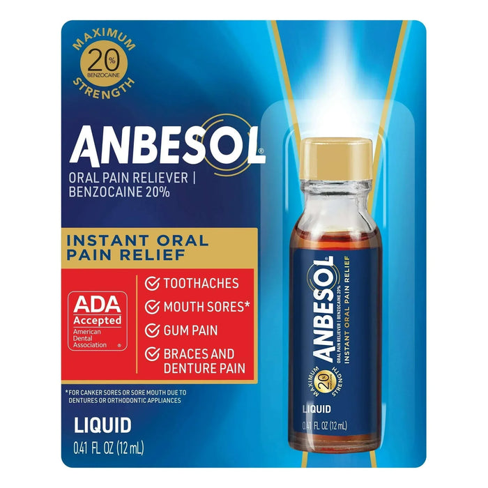 Anbesol Instant Oral Pain Relief Liquid with Benzocaine, Maximum Stren ...