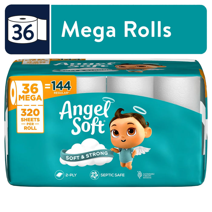Angel Soft 2-Ply Toilet Paper, 36 Mega Rolls, 320 Sheets Per Roll ...