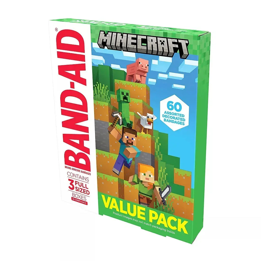 Band-Aid Minecraft Adhesive Bandages, Assorted Sizes, 60 Count– Brands ...