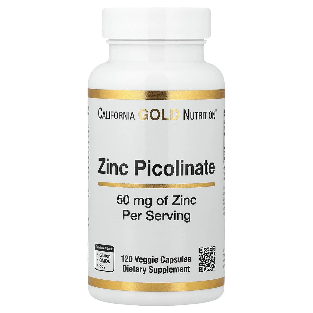 California Gold Nutrition, Zinc Picolinate, 50 mg, 120 Veggie Capsules ...