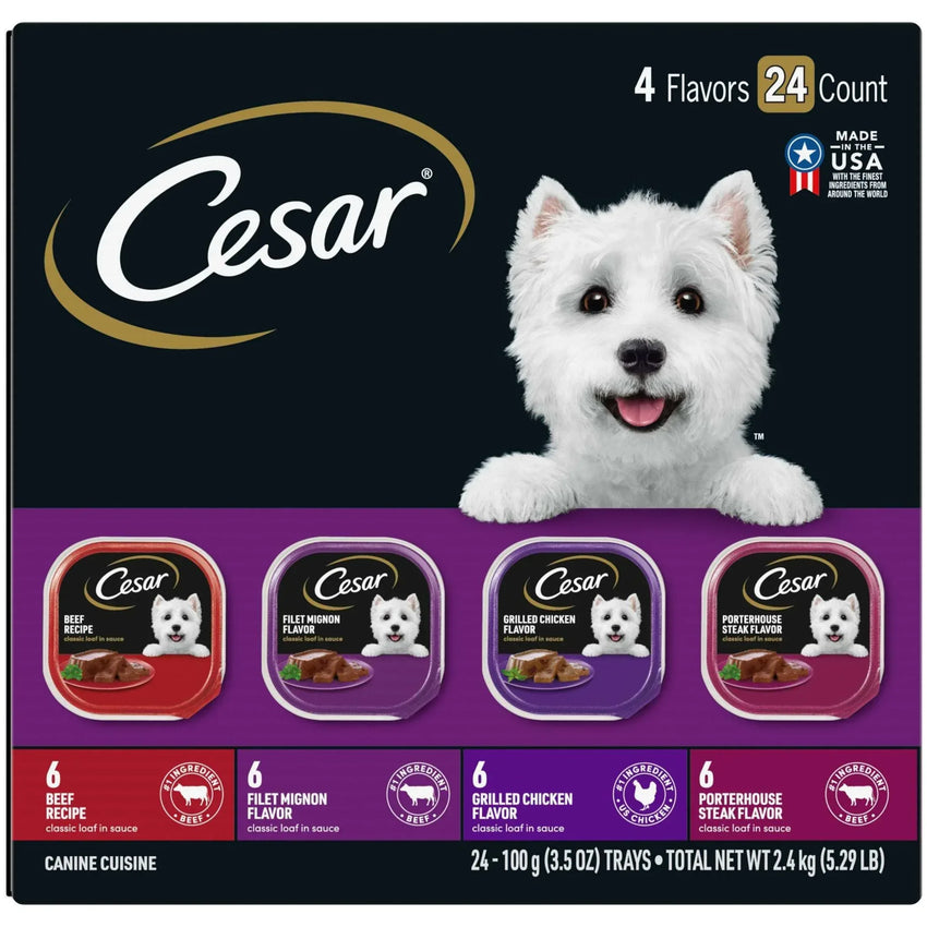 Cesar Classic Loaf In Sauce Wet Dog Food Variety Pack, 3.5 Oz Trays (2 ...