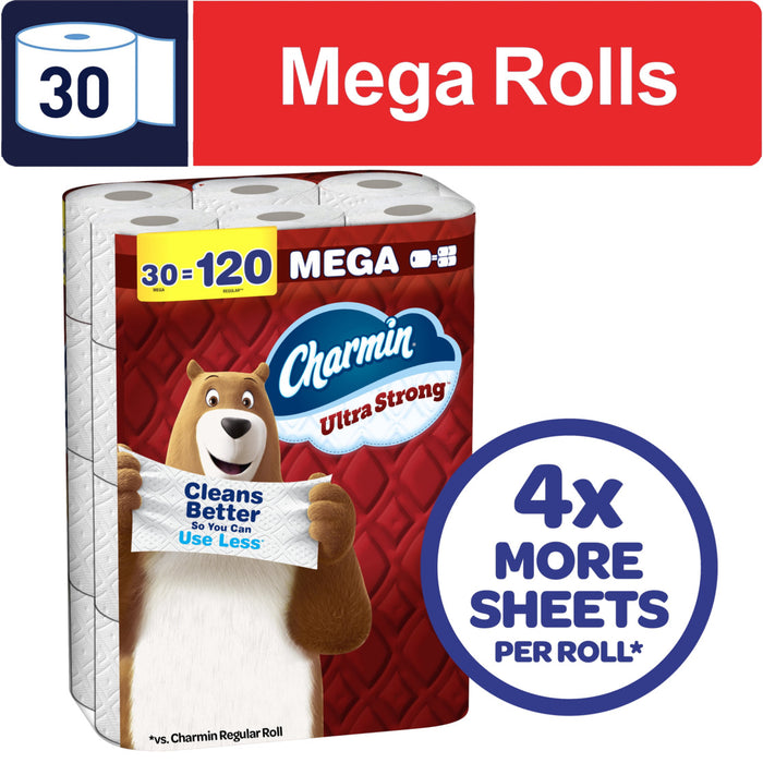 Charmin Ultra Strong Toilet Paper 30 Mega Rolls, 220 Sheets Per Roll ...