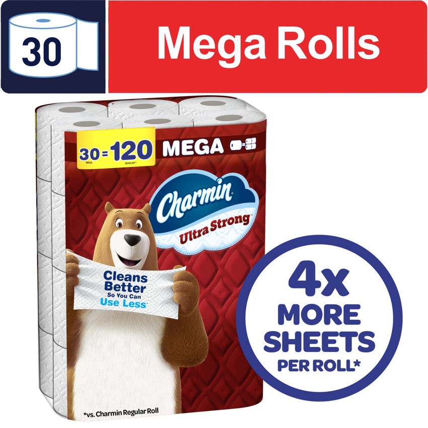 Charmin Ultra Strong Toilet Paper 30 Mega Rolls, 220 Sheets Per Roll ...
