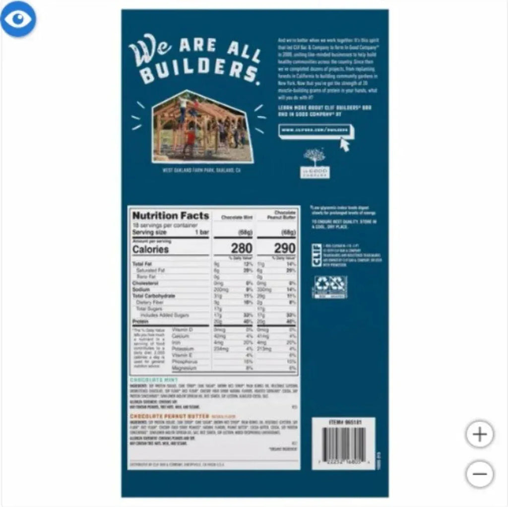 Clif Builder's Protein Bar, Variety Pack, 2.40 oz, 18-count– Brands For ...