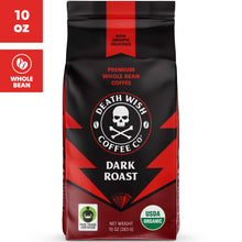 Death Wish Coffee, Dark Roast, Whole Bean, Fair Trade, Organic, Bag, 1 ...
