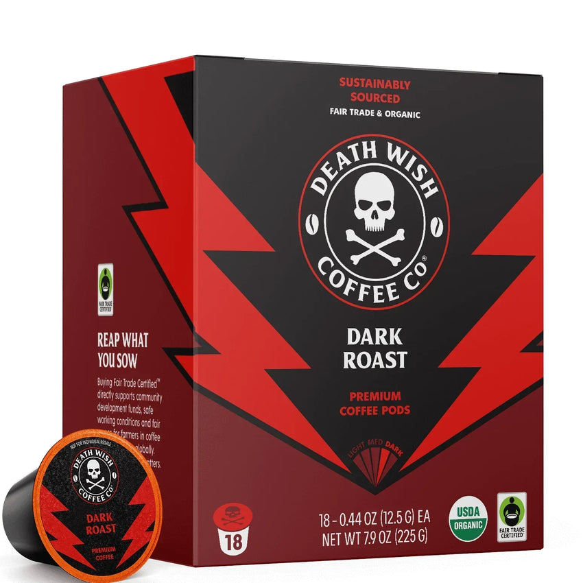 Death Wish Coffee, Organic and Fair Trade, Dark Roast, Single-Serve Co ...