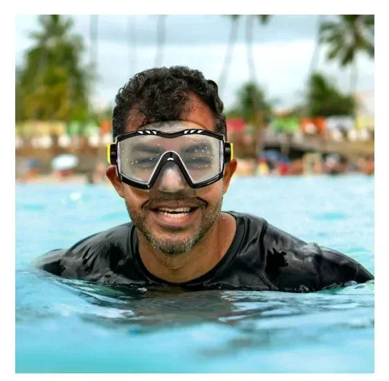 Dolfino Latex Free Adult Swim Mask, Black/Yellow, Ages 12+– Brands For ...