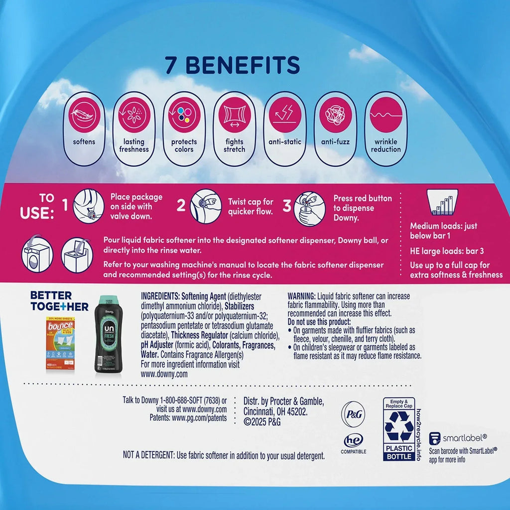 Downy Soft & Fresh Liquid Fabric Softener, April Fresh, 257 loads, 150 ...