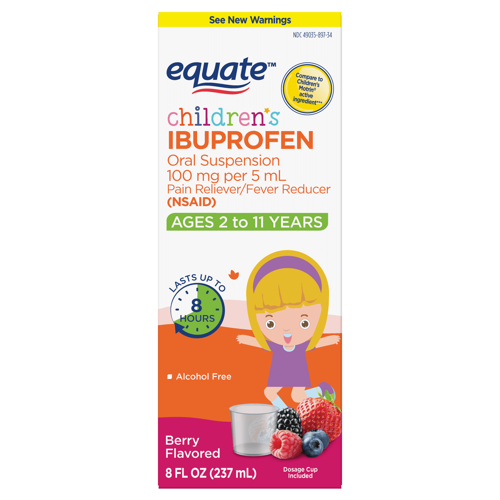 Equate Children’s Ibuprofen Oral Suspension, 100 mg/5 mL, Berry Flavor ...