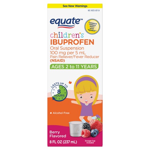 Equate Children’s Ibuprofen Oral Suspension, 100 mg/5 mL, Berry Flavor ...