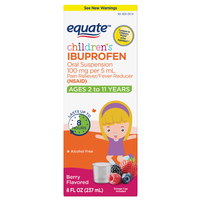 Equate Children’s Ibuprofen Oral Suspension, 100 mg/5 mL, Berry Flavor ...
