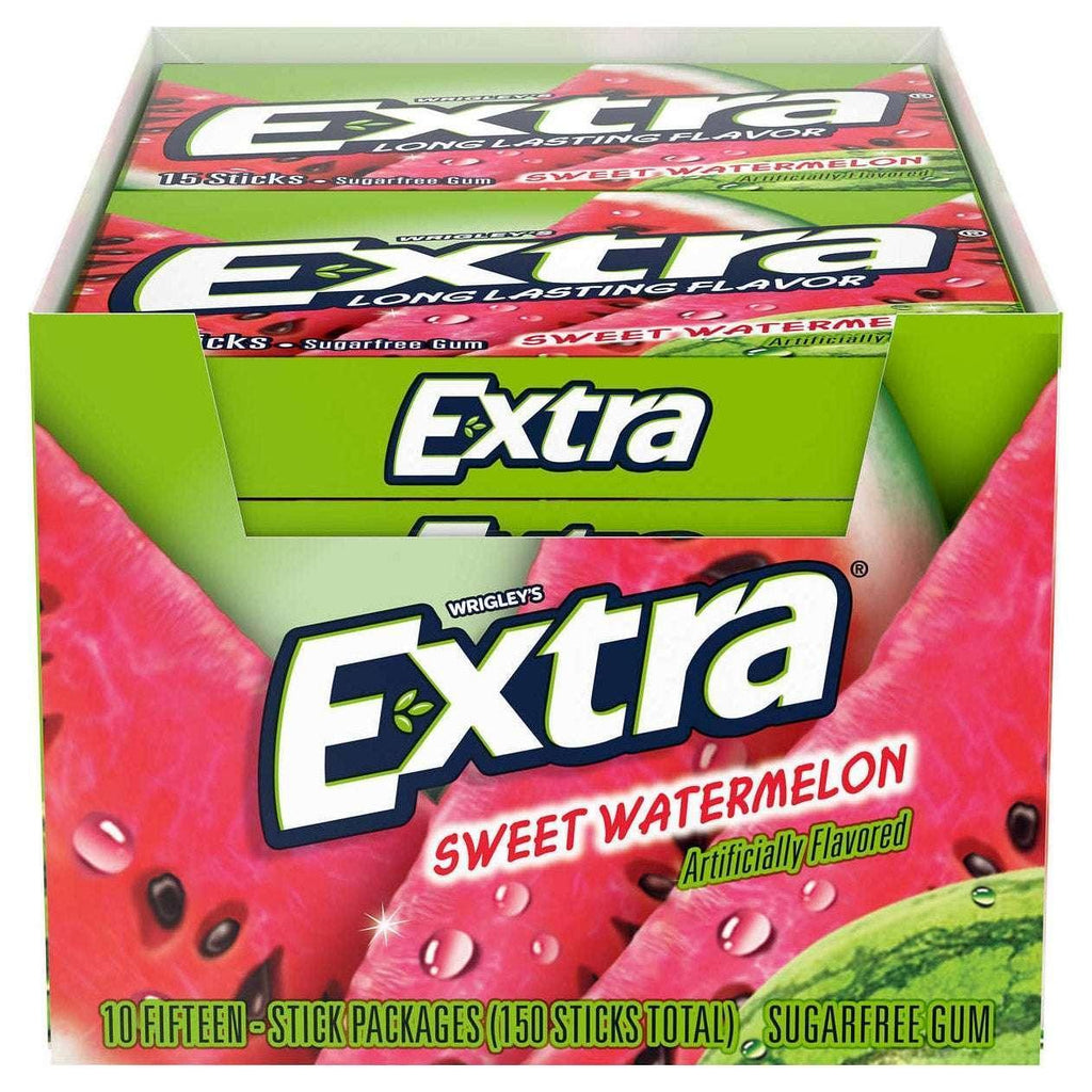 Extra Sugar Free Chewing Gum, Sweet Watermelon, Slim Pack, 15 Sticks ...