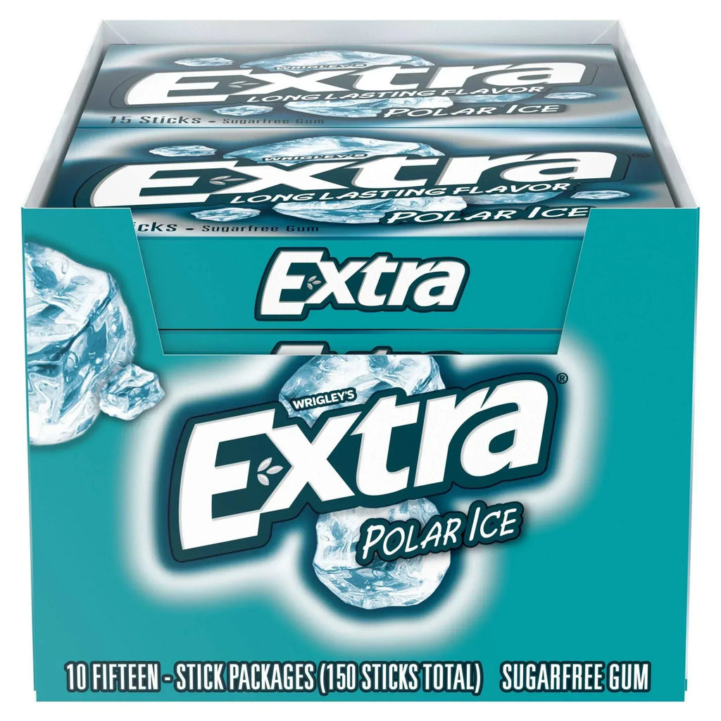 Chicle extra sin azúcar, sabor Polar Ice, 15 unidades, paquete de 10 u ...