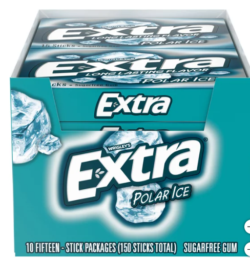 Extra Sugar Free Gum, Polar Ice Chewing Gum, 15 Sticks, 10-count ...