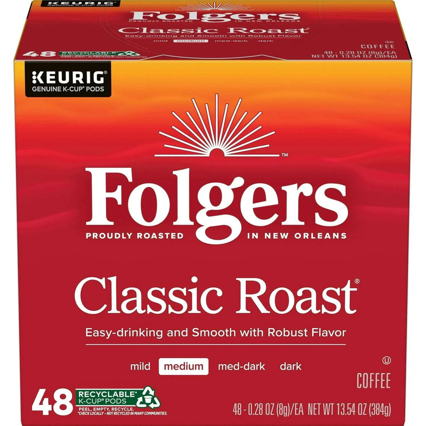 Folgers Classic Roast, Medium Roast Coffee, Keurig K Cup Pods, 48 Coun ...