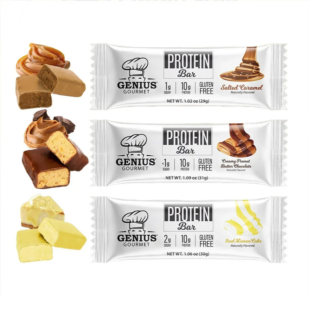 Genius Gourmet Protein Bar, Variety Pack, 30 Count– Brands For Less USA