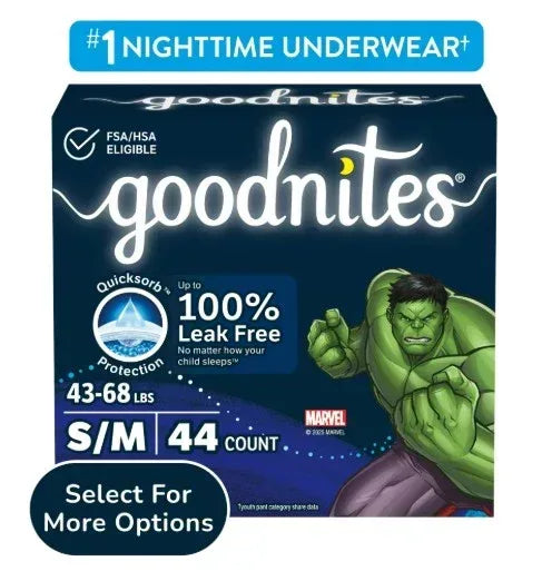 Goodnites Nighttime Bedwetting Underwear for Boys, S/M, 44 Ct– Brands ...
