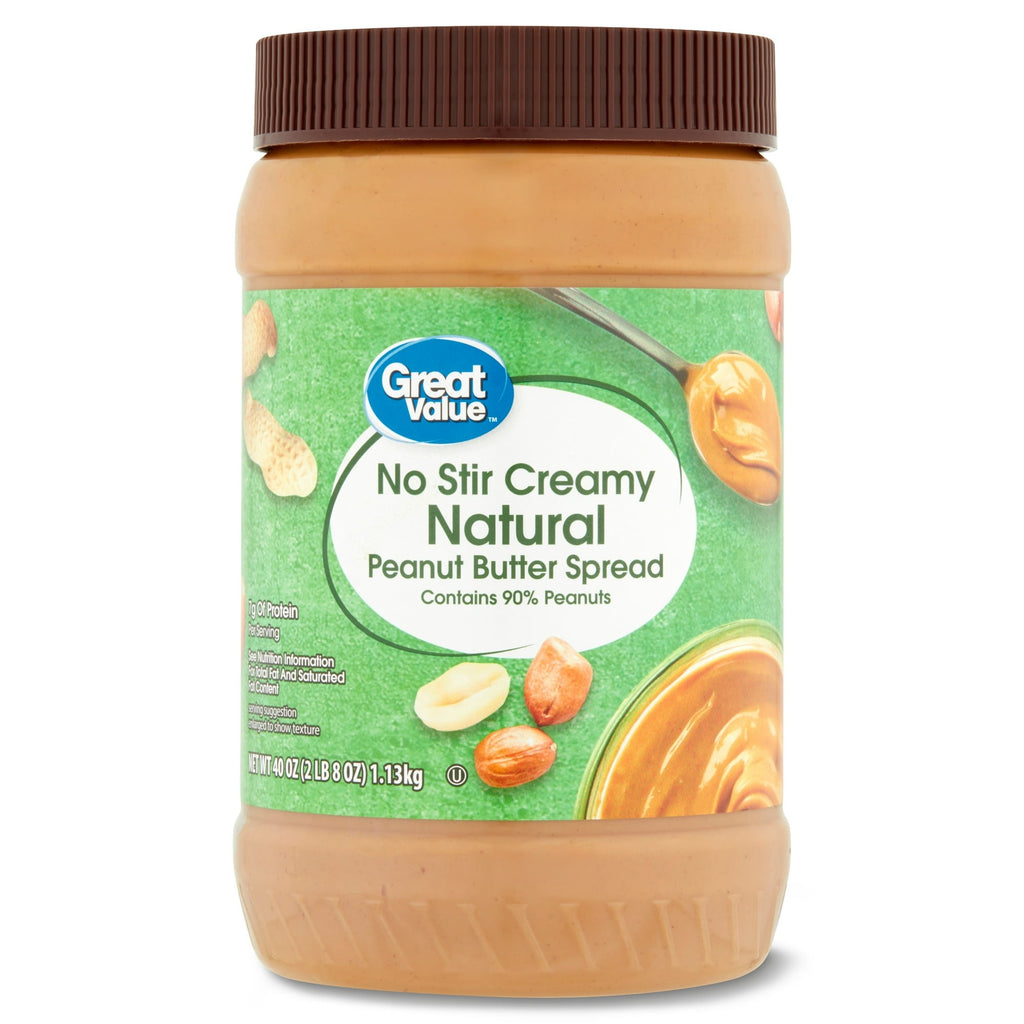 Great Value No Stir Creamy Natural Peanut Butter Spread, 40 oz– Brands ...