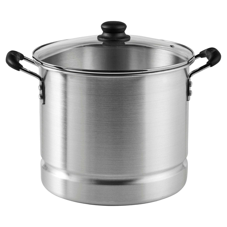 Imusa 10Qt Aluminum Steamer or Stock Pot with Glass Lid & Removable Ra ...