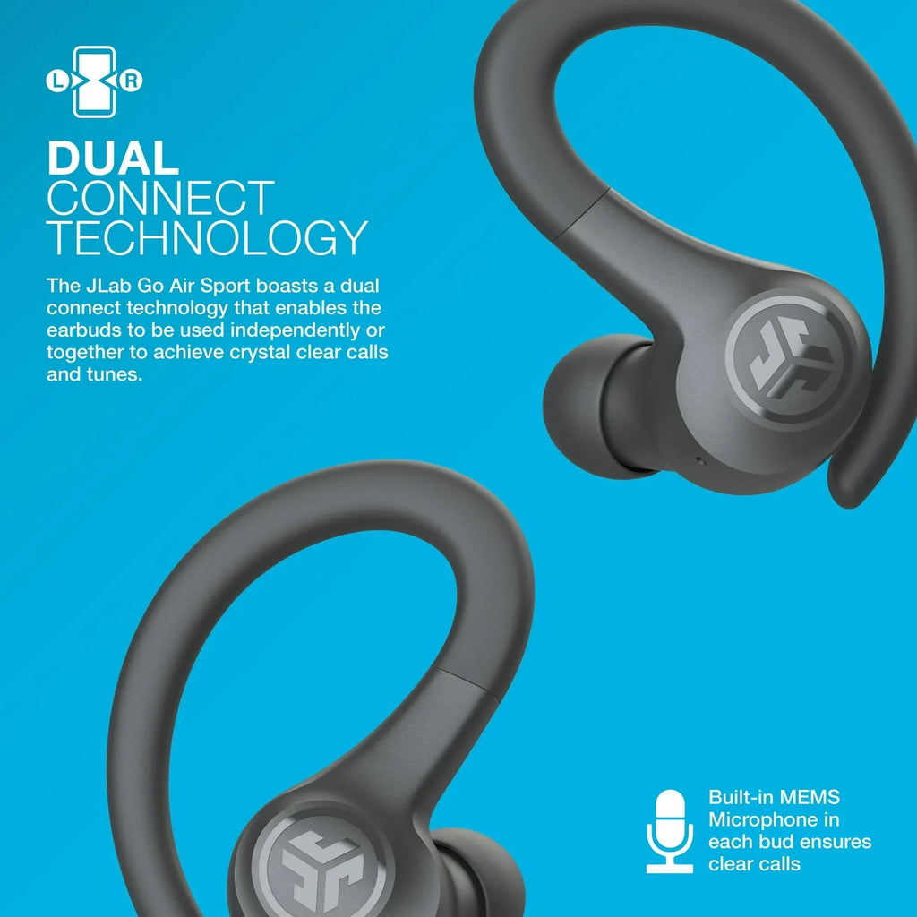 JLab Go Air Sport Bluetooth Earbuds, True Wireless with Charging Case ...