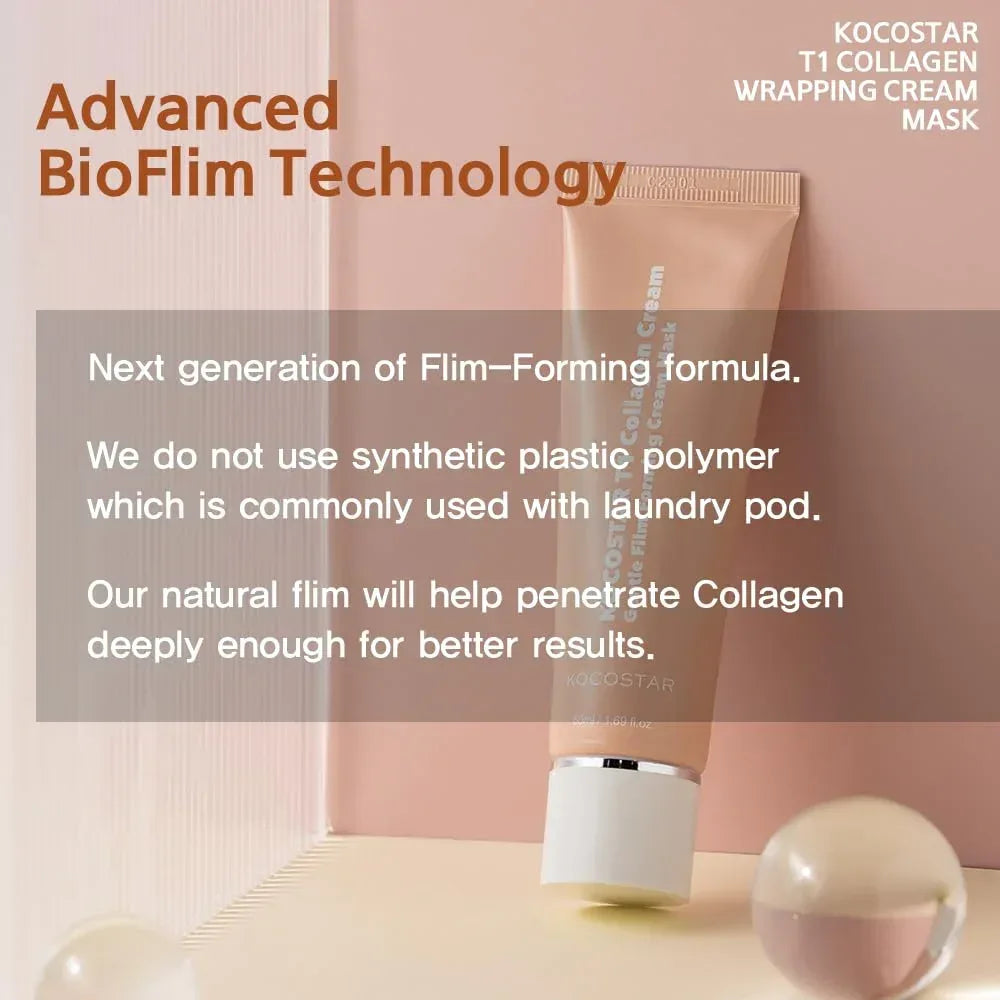 Kocostar T1 Collagen Face Cream to Film Wrapping Mask, 1.69 fl oz, 2-p ...