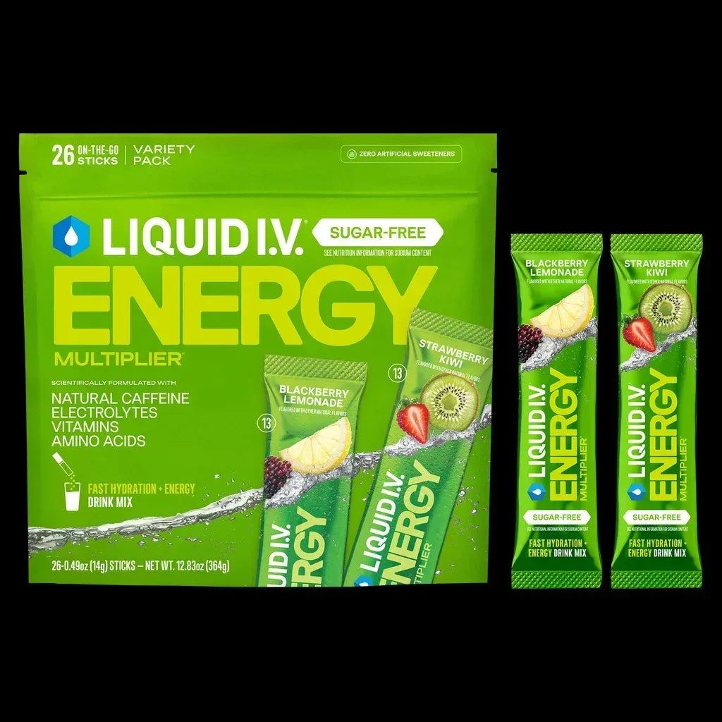 Liquid I.V. Energy Multiplier, 26 Individual Serving Stick Packs in Re ...