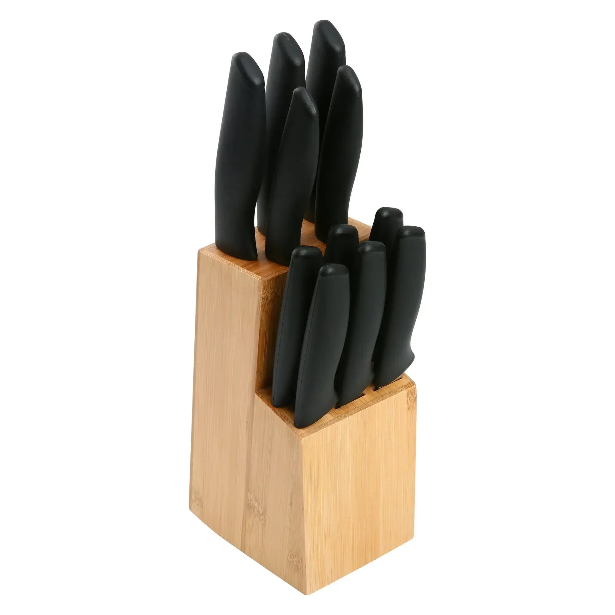 Mainstays 12 Piece Cutlery Set with Soft Grip Handles and Bamboo Stora ...