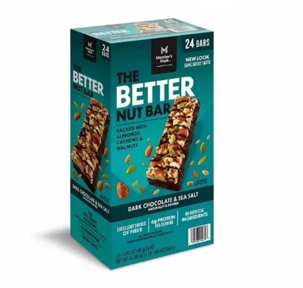 Member's Mark The Better Nut Bar, Dark Chocolate and Sea Salt, 24 ct ...