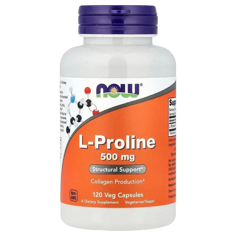NOW Foods, L-Proline, 120 Veg Capsules (0.5 g per Capsule)– Brands For ...