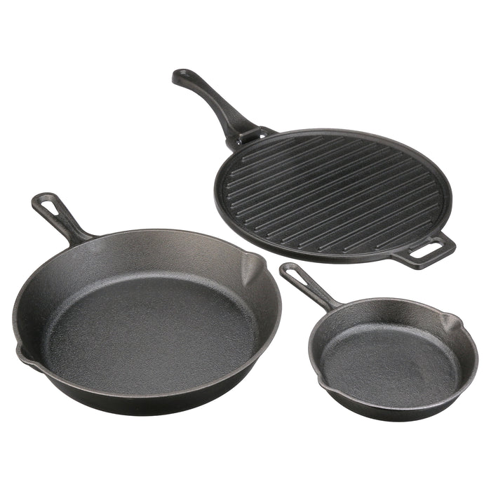 Ozark Trail 4-Piece Cast Iron Skillet Set with Handles and Griddle, Pr ...