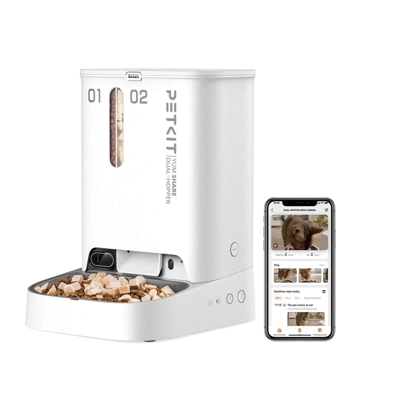 Petkit YumShare Dual-Hopper Smart Pet Food Dispenser– Brands For Less USA