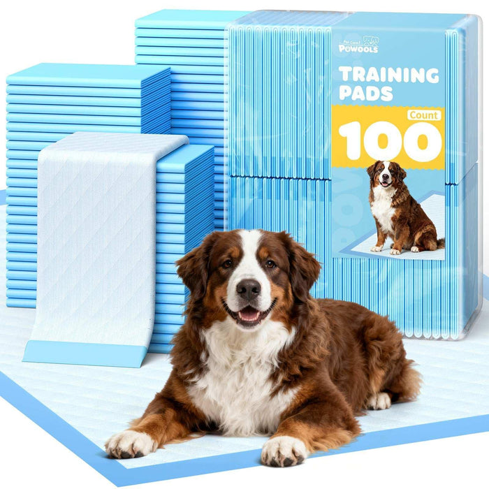 Powools Puppy Pads, 33.5" x 27.5" X-Large 6-Layer 100 Pack Dog Wee Wee ...