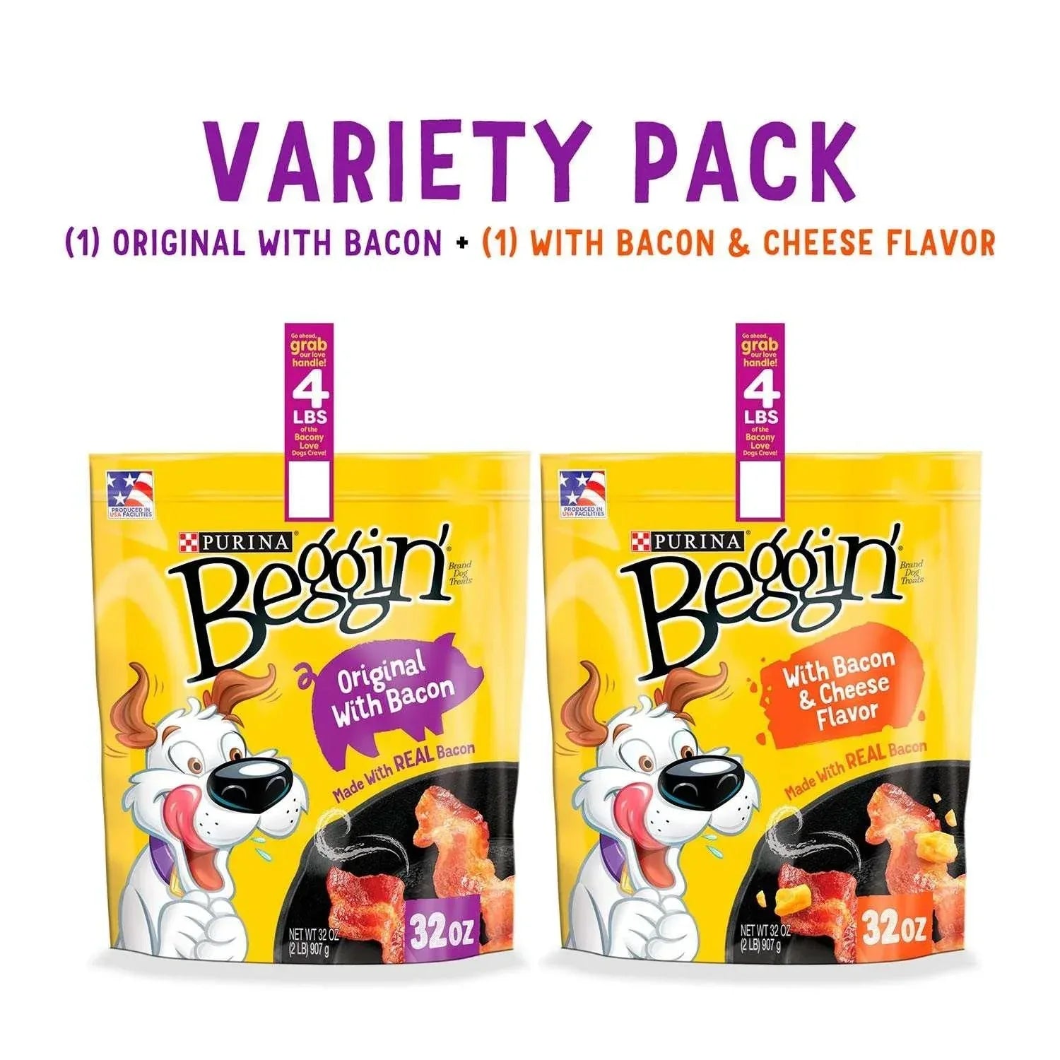Purina Beggin' Strips Dog Treats, Bacon & Bacon and Cheese Flavors, 32 ...