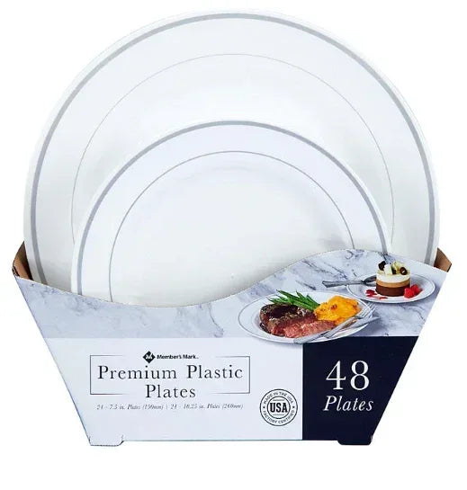 Member's Mark Premium Plastic Heavyweight Plates, Combo Pack 48 ct ...